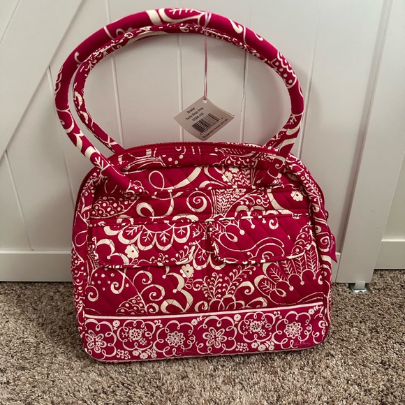 Vera Bradley | Bags | Nwt Vera Bradley Pink White Bowler Bag Purse ...